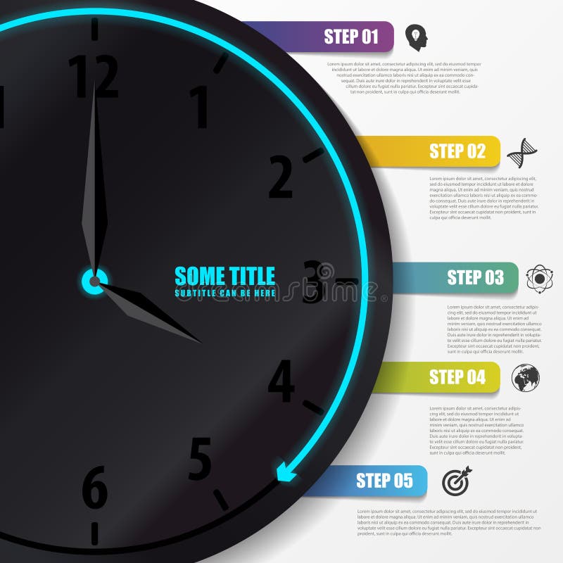 Infographic Template. Business Concept with Clock Stock Vector ...