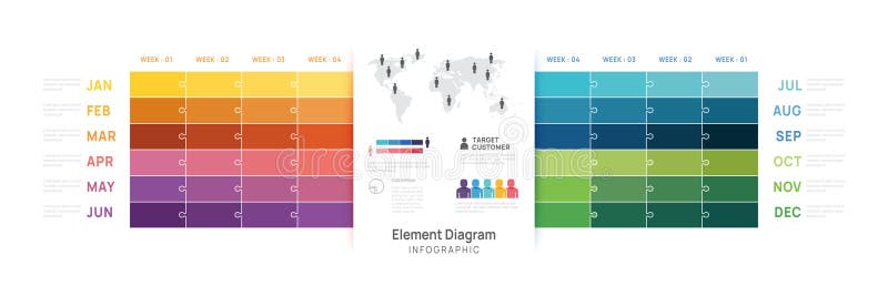 Infographic Template for Business. 12 Months Modern Timeline Element ...