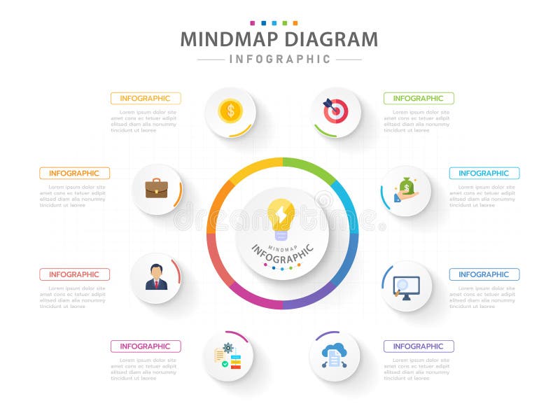 Infographic 8 Steps Modern Mindmap Diagram with Circles and Topic ...
