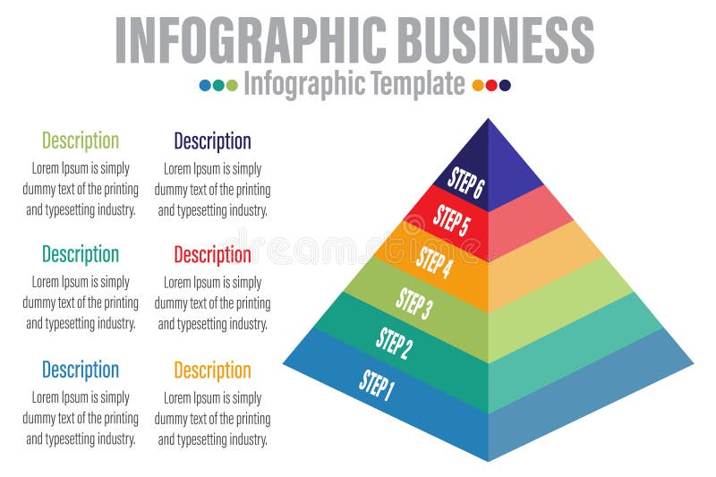 Infographic Template for Business. 6 Steps Modern Mindmap Pyramid Level ...