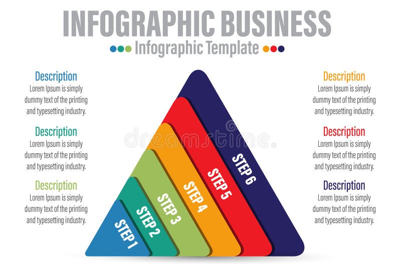 Infographic Template for Business. 6 Steps Modern Mindmap Pyramid Level ...