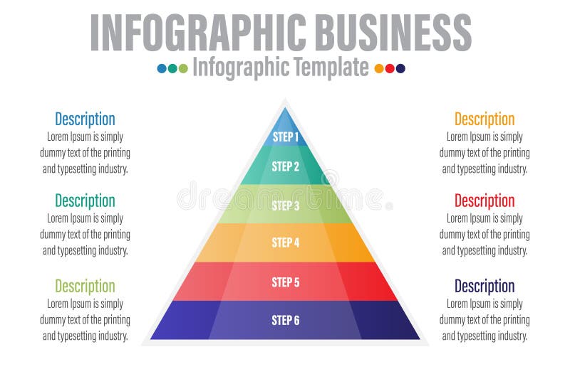 Infographic Template for Business. 6 Steps Modern Mindmap Pyramid Level ...