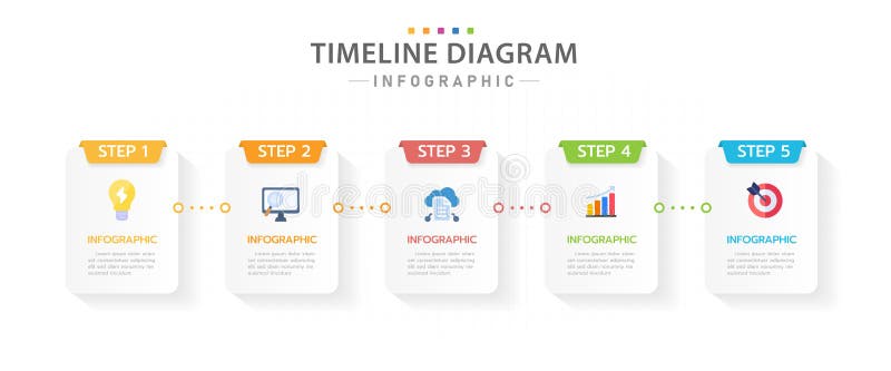 Infographic 5 Steps Modern Timeline Diagram Calendar with Rectangle ...