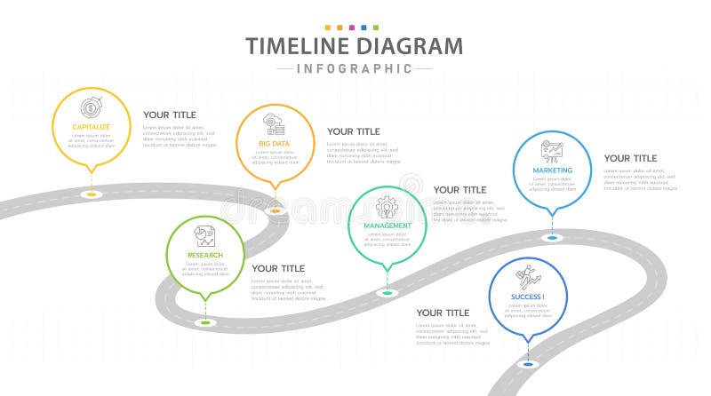 Infographic 6 Steps Modern Timeline Diagram with Road Journey Concept ...