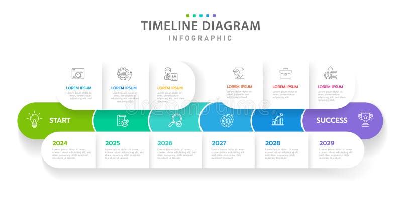 Infographic 5-6 Steps Modern Timeline Diagram with Roadmap and Rounded ...