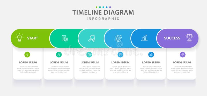 Infographic 6 Steps Modern Timeline Diagram with Roadmap and Rounded ...