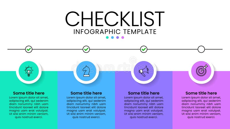 Infographic Template. Checklist with Horizontal Line and 4 Steps Stock ...
