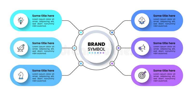 Infographic Template. Circle with 6 Connecting Steps Stock Illustration ...
