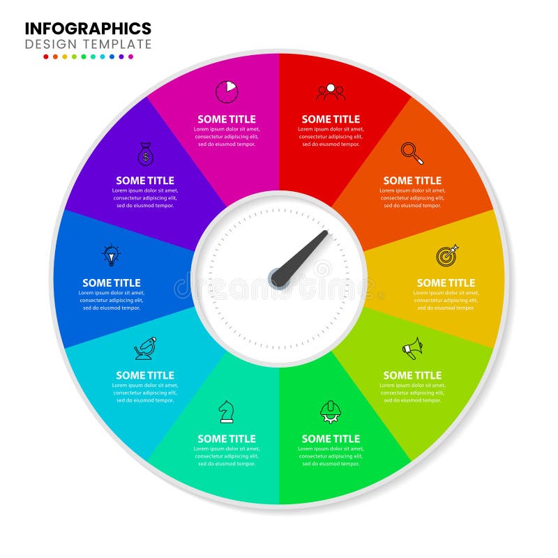 Infographic Template. Circle with Pointer and 10 Steps Stock Vector ...