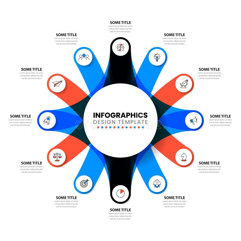 Infographic Template. 12 Circles Connected To the Central One Stock ...