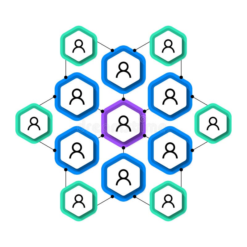 Infographic Template. Circular Hierarchy with Hexagons and Icons Stock ...