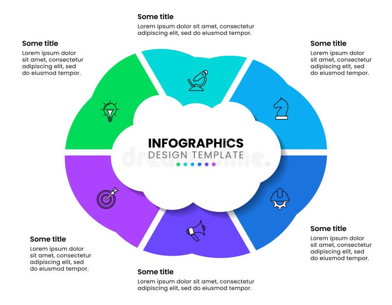 Infographic Template. a Cloud with 6 Steps and a Title in the Middle ...
