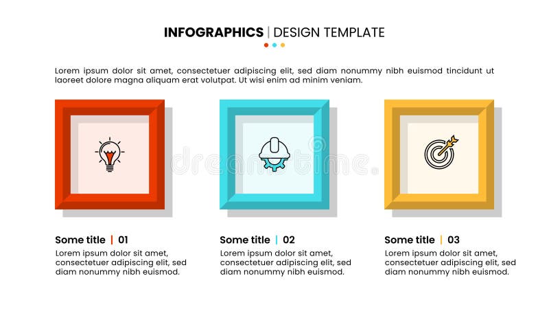 Infographic Template. 3 Colored Frames with Icons and Text Stock Vector ...