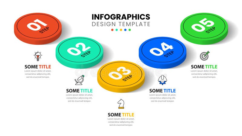 Infographic Template. 5 Colored Isometric Columns with Numbers Stock ...