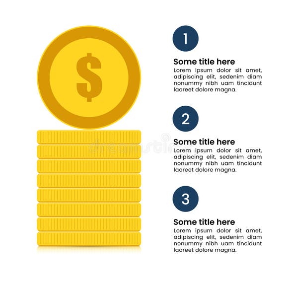 Infographic Template. Column with Coins and 3 Steps Stock Vector ...