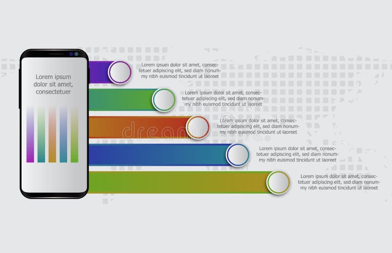 Infographic Template Column Graph Topic with Mobile Tablet Phone ...