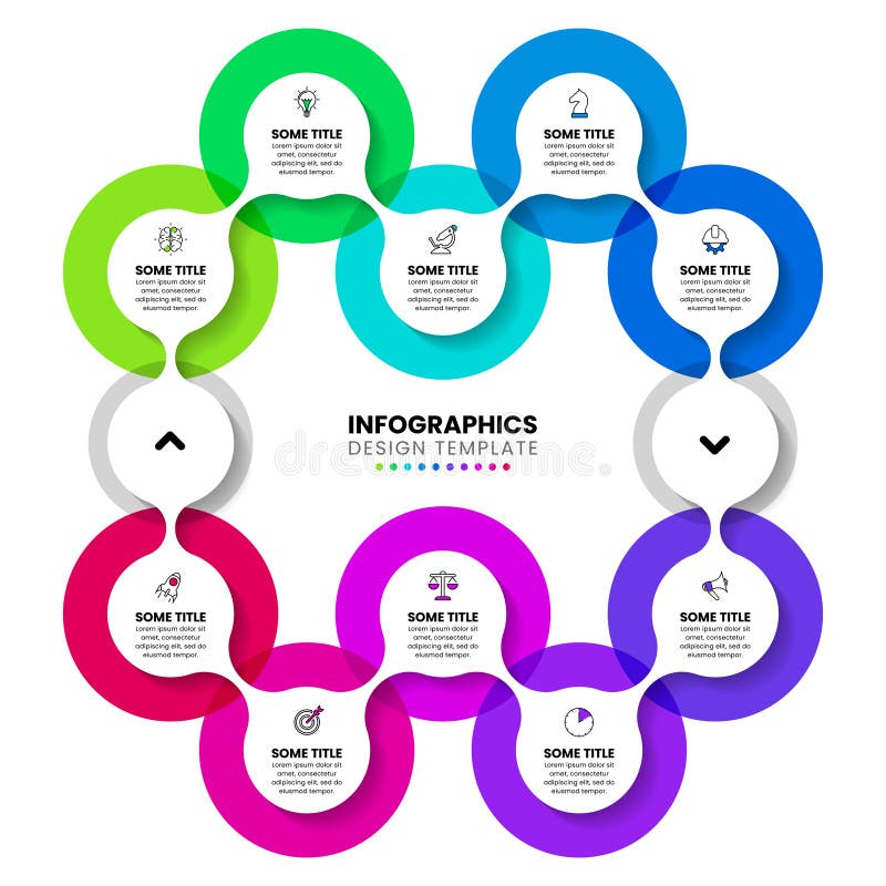 Infographic Template. 10 Connected Circles in a Loop Stock Illustration - Illustration of text ...