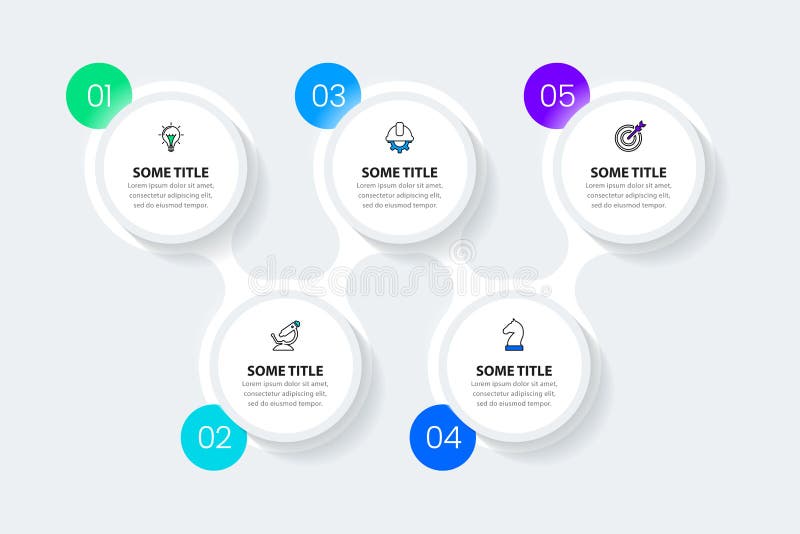 Infographic Template. 5 Connected Circles with Text and Icons Stock ...
