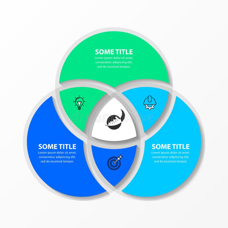 Infographic Template. 3 Connected Circles with Text and Icons Stock ...