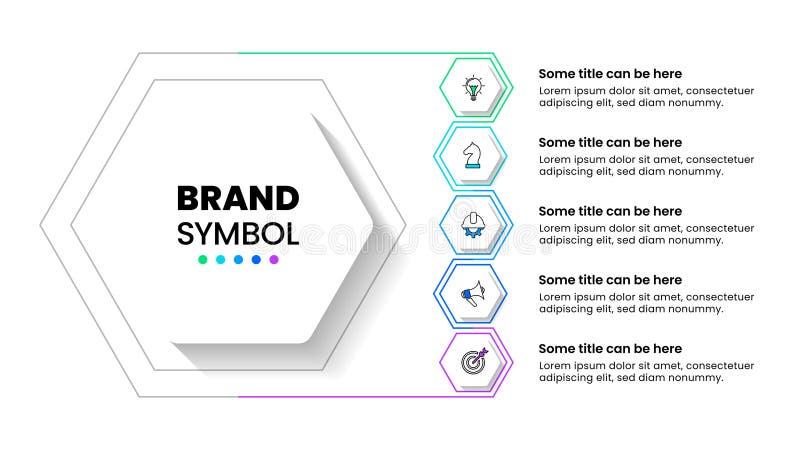 Infographic Template. 5 Connected Hexagons with Icons Stock Vector ...