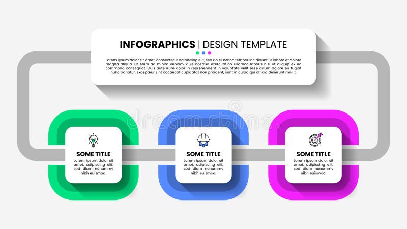 Infographic Template. 3 Connected Squares with Icons and Text Stock ...