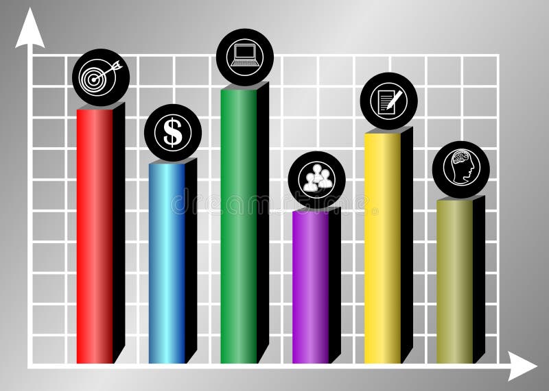 Infographic Template with 3d Bar Chart and Icons on Light Gray Gradient ...