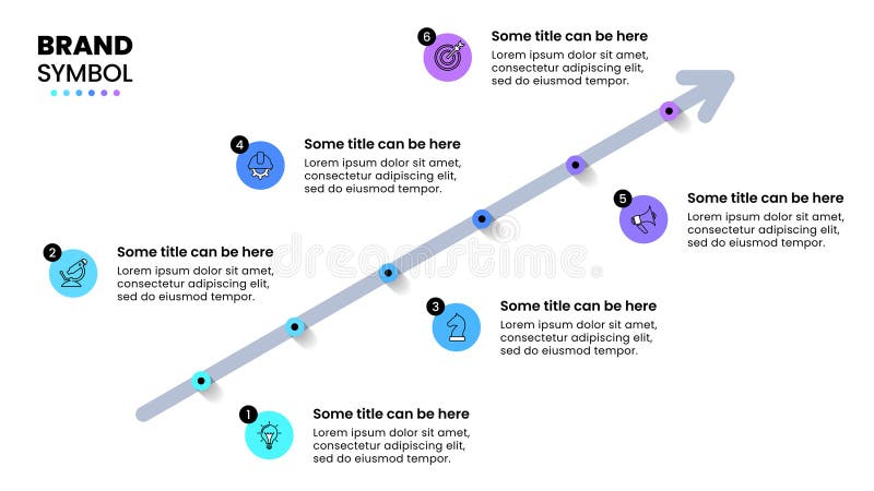 Infographic Template. Diagonal Arrow with 6 Steps Stock Illustration ...