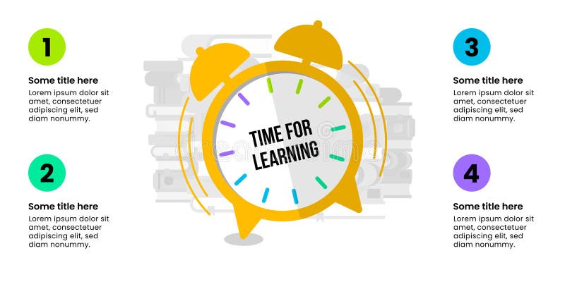 Infographic Template. Educational Concept with Alarm Clock and 4 Steps ...