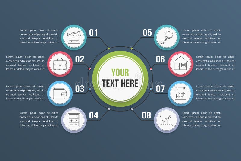 Infographic Template with Eight Steps Stock Vector - Illustration of ...