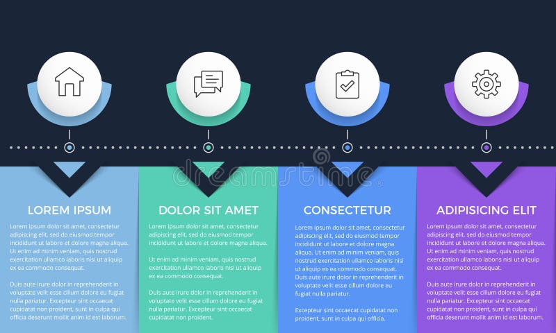 Infographic Template with 4 Elements Stock Vector - Illustration of creative, number: 377267658