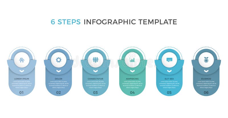 Infographic Template - 6 Elements Stock Vector - Illustration of flow ...
