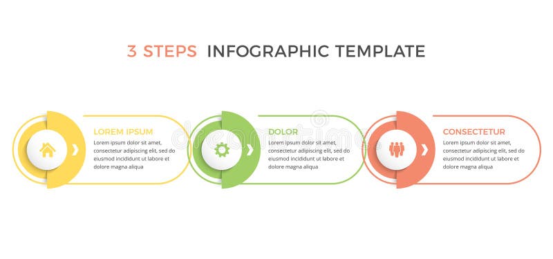 Infographic Template - 3 Elements Stock Vector - Illustration of flow ...