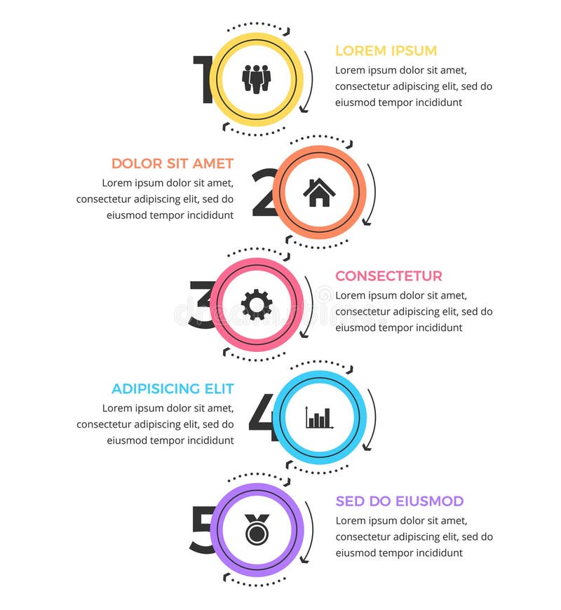 Infographic Template with 5 Elements Stock Vector - Illustration of ...