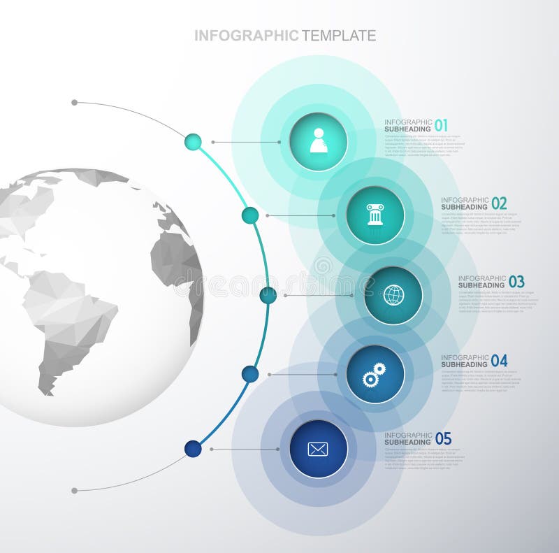 Infographic Template with Five Circles Stock Vector - Illustration of ...