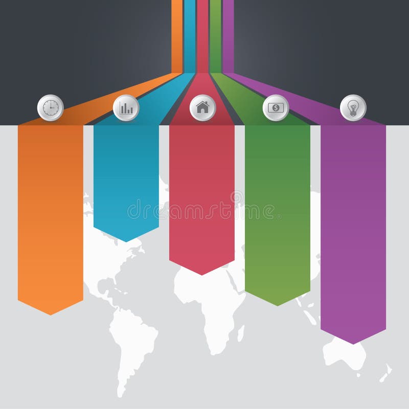 Infographic Template of Five Different Option and a World Map with ...