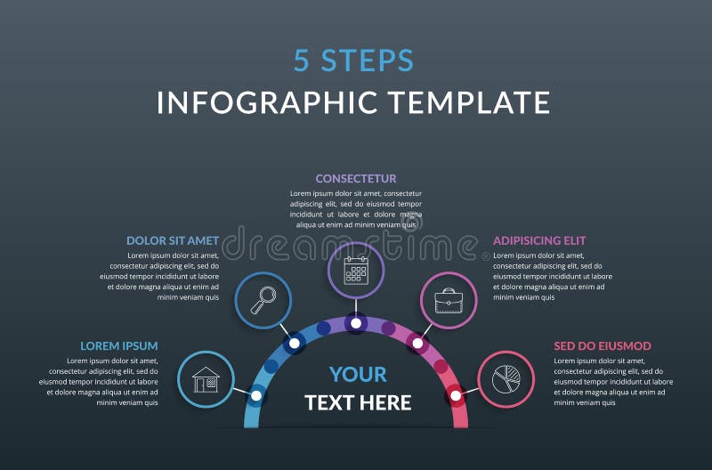 Infographic Template with Five Elements Stock Vector - Illustration of ...