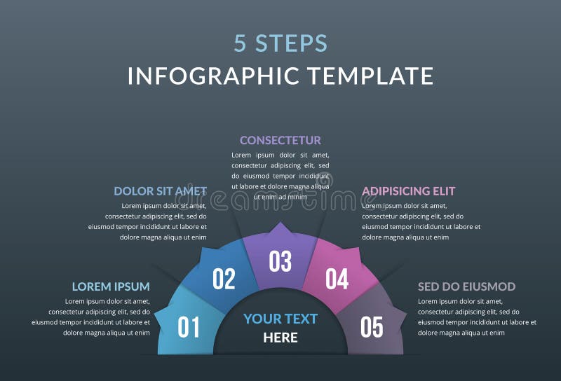 Infographic Template with Five Elements Stock Vector - Illustration of ...