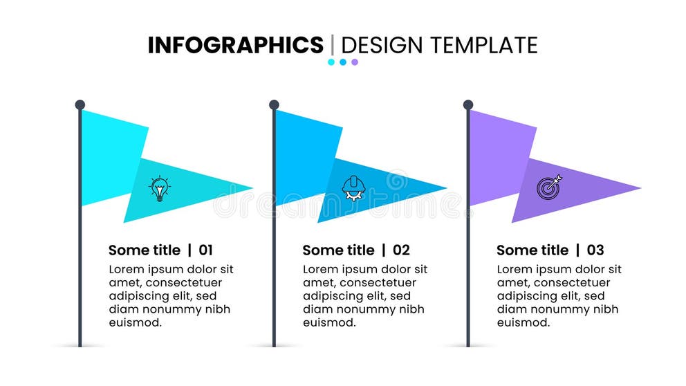 Infographic Template. 3 Flags with Icons and Text Stock Vector ...