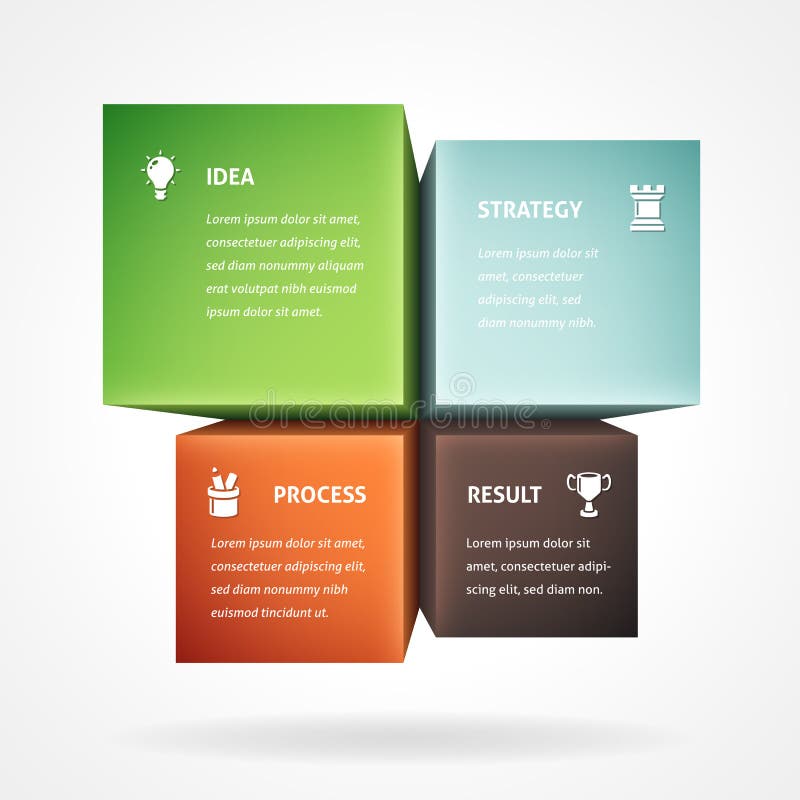 Infographic Template with Four Boxes Stock Vector - Illustration of ...