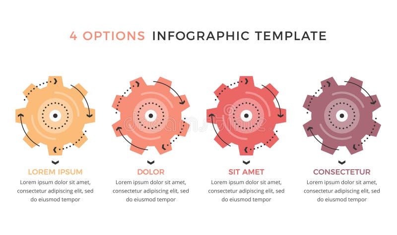 Infographic Template with Four Gears Stock Vector - Illustration of ...