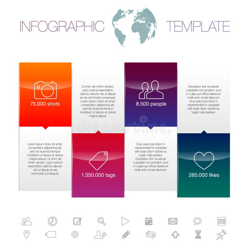 Infographic Template with Frames, Icons and Sample Text Stock Vector ...