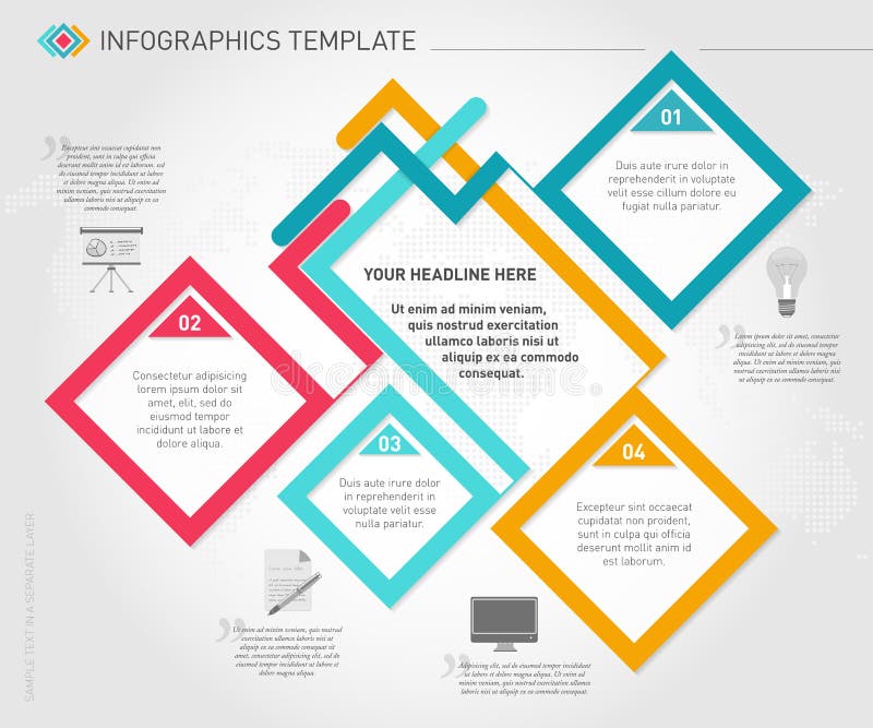 Infographic Template with Frames, Icons and Sample Text Stock Vector ...