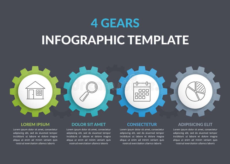 Infographic Template with Gear Stock Vector - Illustration of ...