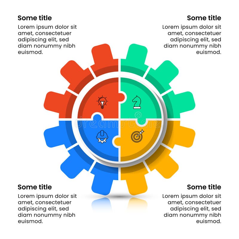 Infographic Template. Gear with Puzzle Pieces and 4 Steps Stock Vector ...