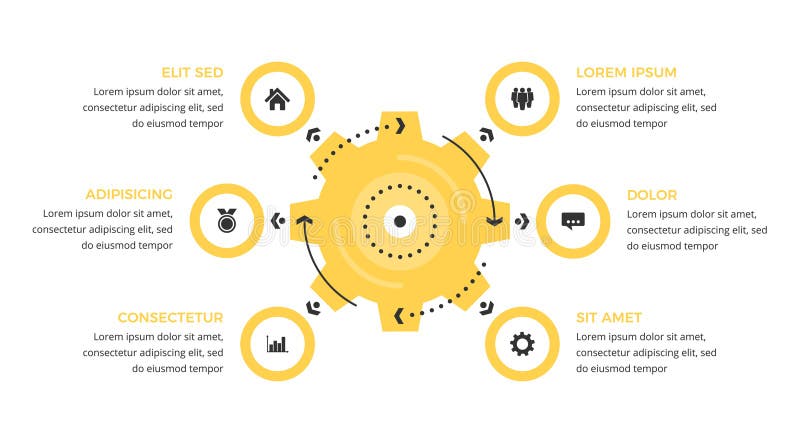Infographic Template with Gear Stock Vector - Illustration of progress ...