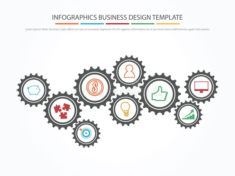 Infographic Template with Gear, Worker and Icons. Stock Vector ...