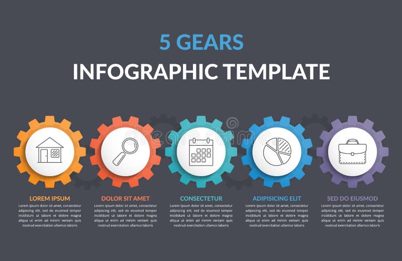 Six Gears stock vector. Illustration of icon, graphic - 119303332