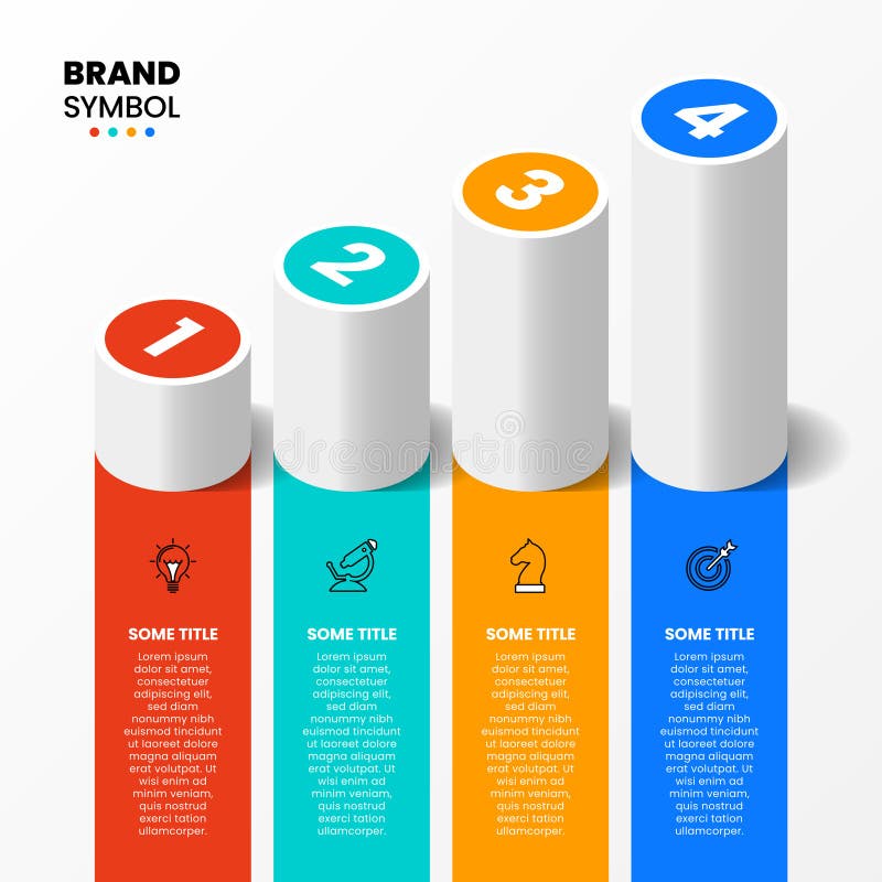 Infographic Template. 4 Gradually Increasing Columns with Numbers Stock ...