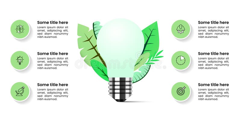 Infographic Template. Green Bulb with 6 Steps Stock Vector ...
