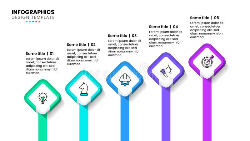 Infographic Template. Growing Squares with 5 Steps Stock Vector ...